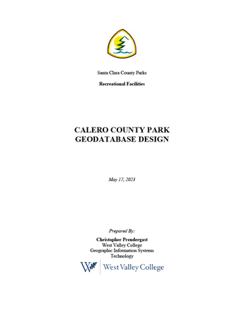 Geodatabase Design, Calero County Park, Santa Clara County, California ...